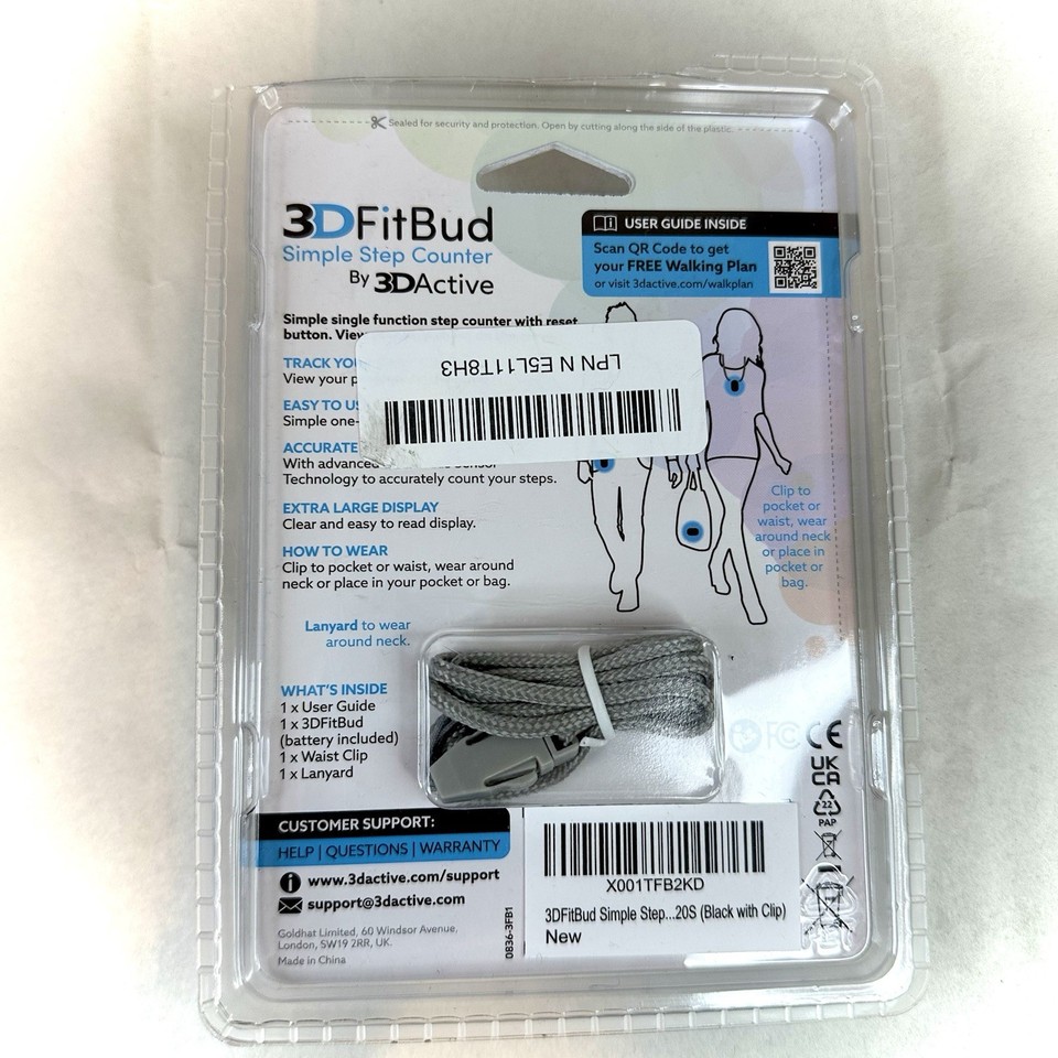 3D FitBud Simple Step Counter Pedometer Model A420S With Lanyard ...