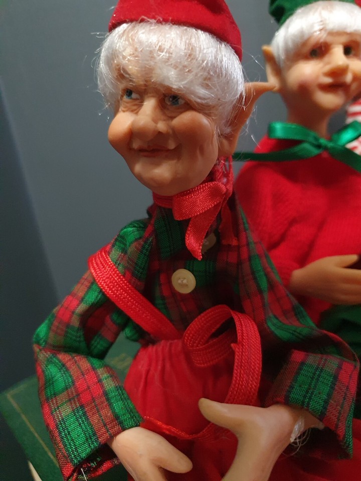3 x 12" Laughing Sitting Realistic Christmas Elf Figures Made in Canada ...
