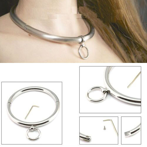 Metal Steel Bondage Locking Neck Collar Choker BDSM Slave Restraint ...