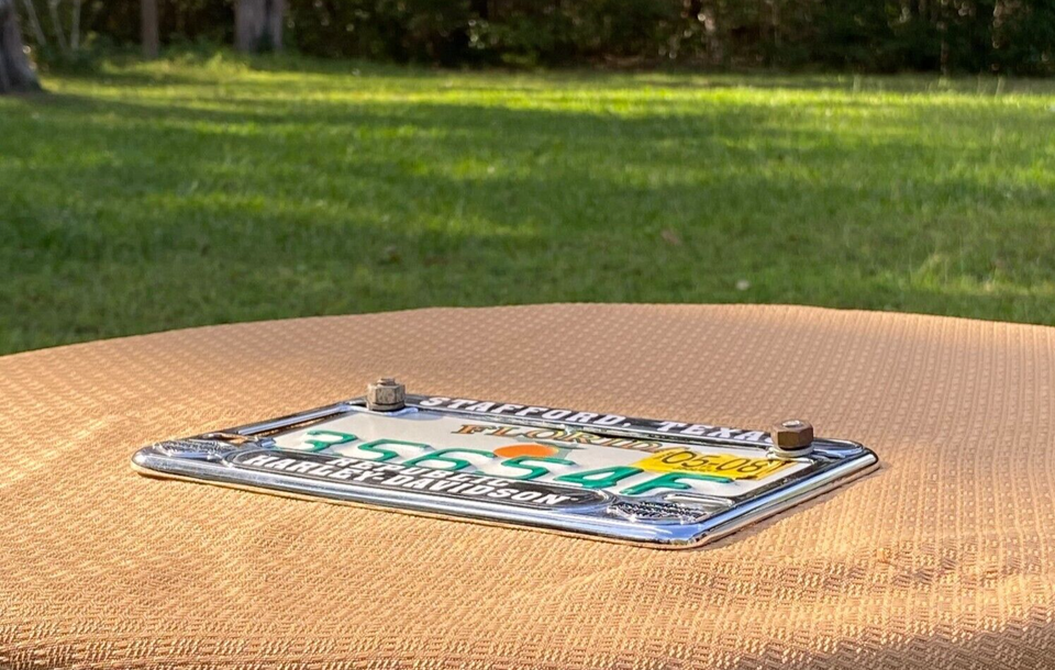 Florida Motorcycle LICENSE PLATE TAG # 35654F w/ Texas Harley Davidson ...