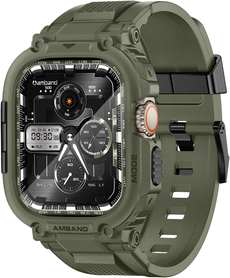 Rugged Apple Watch Band Case Cover Strap Bumper Iwatch SE Ultra 8 7 6 5 ...