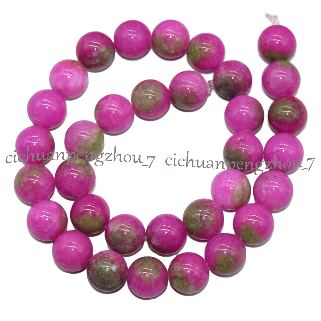 Natural Red Green Multicolor Jade 6/8/10/12/14mm Round Gemstone Loose ...