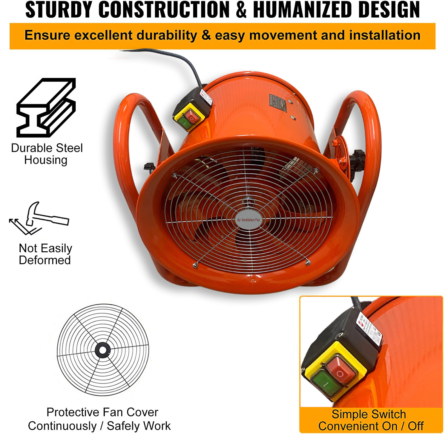 NEW Portable Ventilator Axial Blower Workshop Extractor Industrial Fan ...