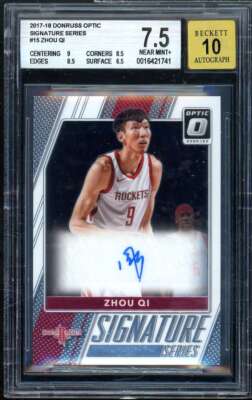 Zhou Qi Rookie Card 2018-19 Donruss Optic Signature Series #15 BGS 7.5 ...