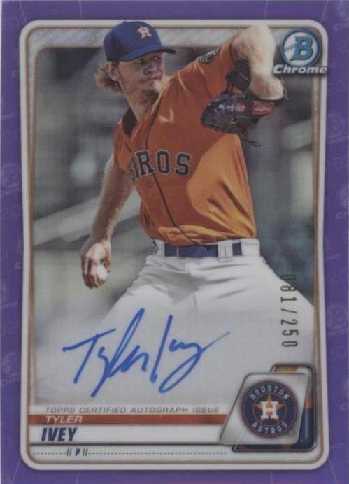 2020 Bowman Chrome - Prospect Autographs Tyler Ivey #CPA-TI Purple ...
