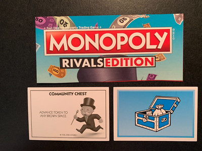 Monopoly Rivals Edition COMMUNITY CHEST CARD Advance Token to Any Brown ...
