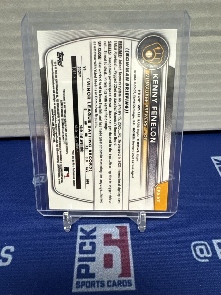 2025 Bowman Chrome Kenny Fenelon Auto True Yellow Refractor 1st ...