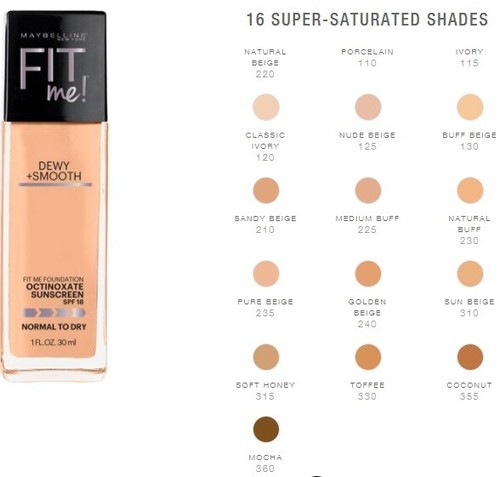 Maybelline DEWY & SMOOTH Fit Me! Liquid Foundation - Choose Your Shade ...