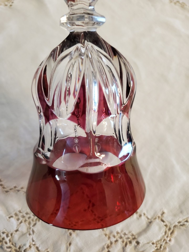 BLEIKRISTALL Vintage Lead Crystal Bell Ruby Red Hand Cut To Clear West ...