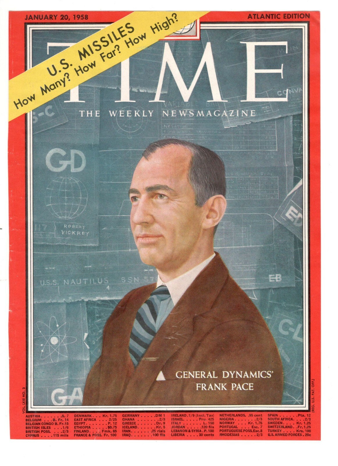 Frank Peace General Dynamics 1958 Only Cover Time 1 Page Original | eBay