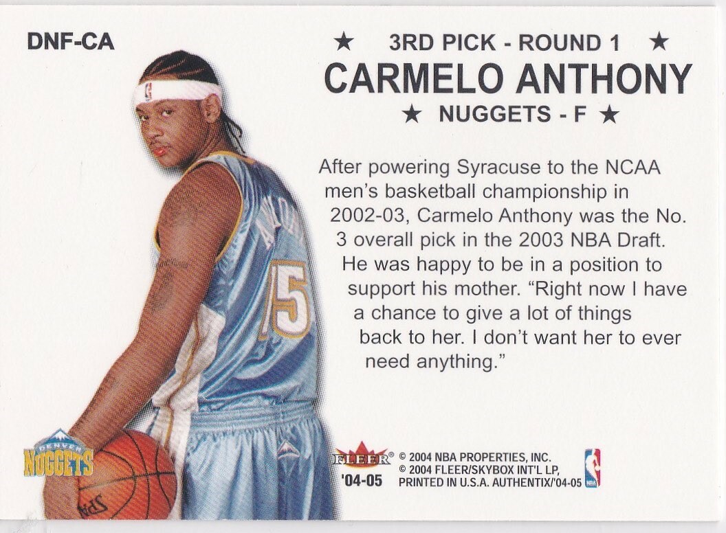 Carmelo Anthony 2003 Draft