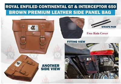 Brown "Leather Side Panel Bag" Fit For Continental GT & Interceptor 650 ...