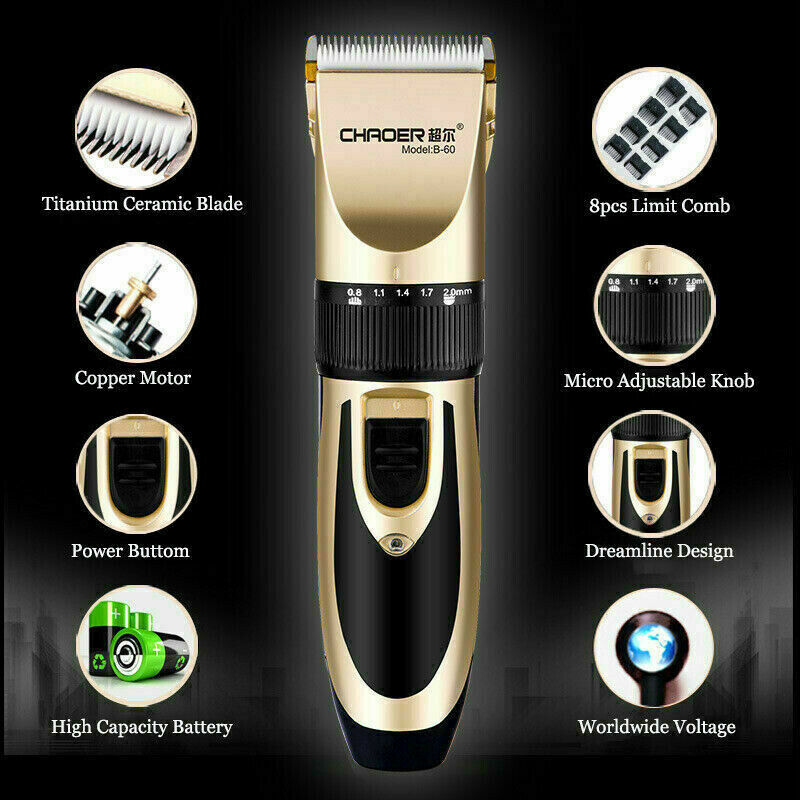 Professional Men Hair Clippers Cordless Rechargeable Trimmers Barber ...
