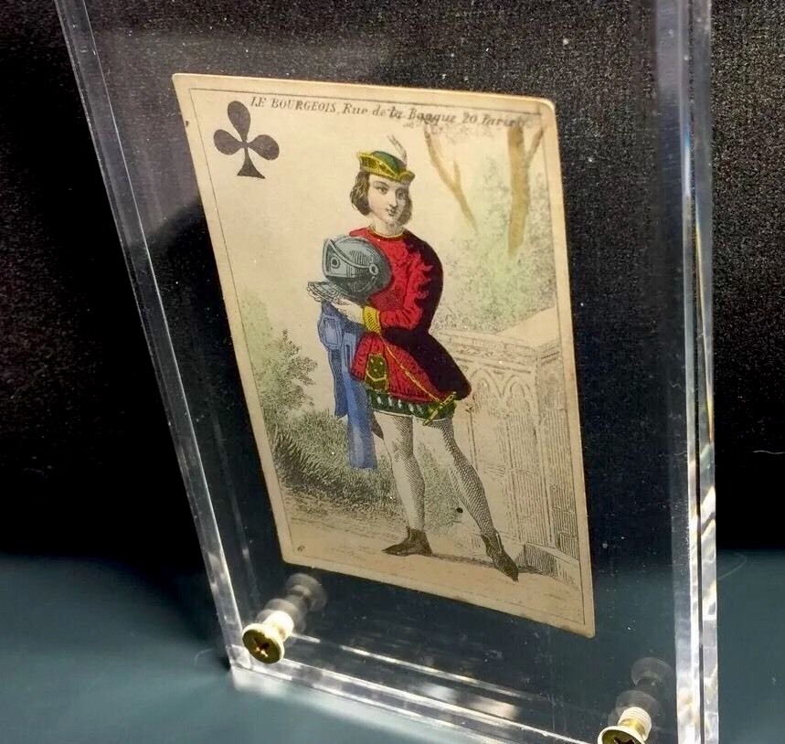 c1850 Hand Colour Engraved Antique Playing Cards Medieval Knave ...