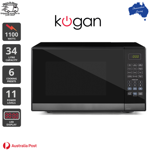Kogan 34L Microwave with Mirror Finish (Black), Microwaves, Appliances ...