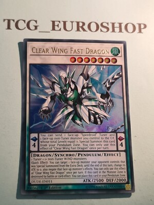 Clear Wing Fast Dragon ︎YUGIOH ︎DUDE ︎2019 ︎ULTRA RARE ︎ENGLISH ︎NM ...