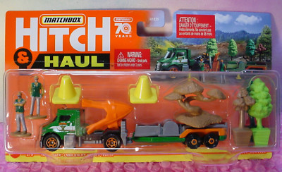 2023 Matchbox Hitch&Haul MBX TREE SERVICE 2🌲Tree Lugger/Utility Flatbed ...