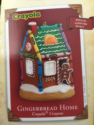 HALLMARK 2004 CRAYOLA CRAYONS GINGERBREAD HOME ORNAMENT LIGHT EFFECT ...