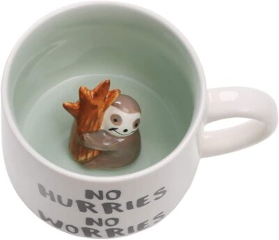 Sloth Ceramic Cup Hidden 3D Animal Inside Mug,12 oz Cute Cartoon ...