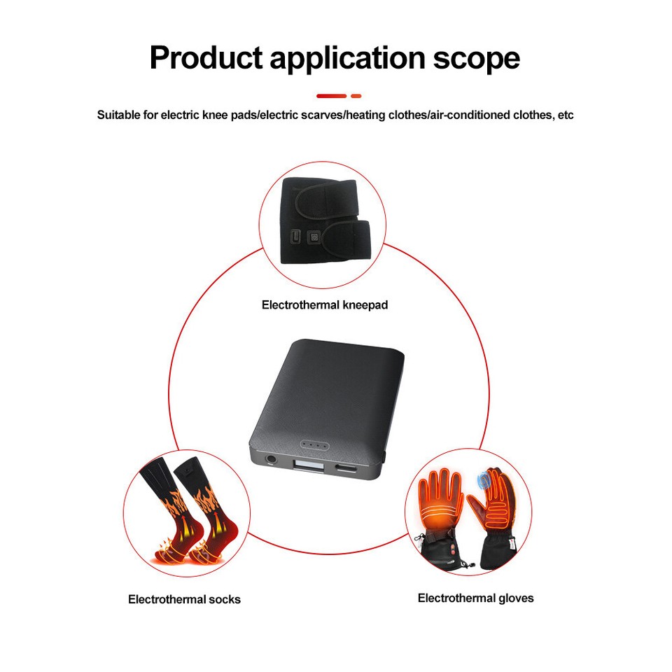 1/2Pack Power Bank 5V 2A Battery Pack for Heated Vest Jacket Coat DC ...