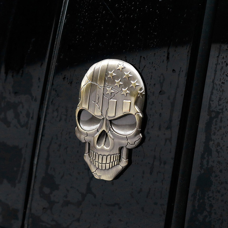 3D Skull Devil Death USA Flag Metal Car 3D Sticker Decal Punisher ...