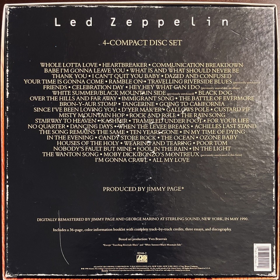 Led Zeppelin [Box Set] by Led Zeppelin (CD, Oct-1990, 4 Discs, Atlantic ...