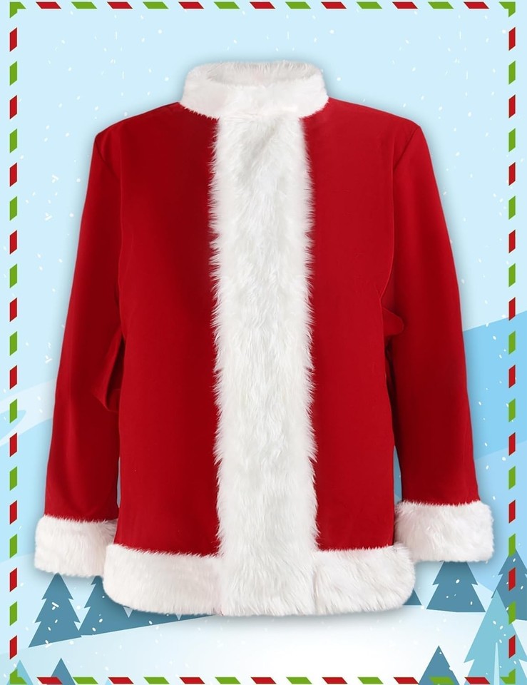 Christmas Costume for Men Adult Santa Claus Suit 7PCS Green Furry ...