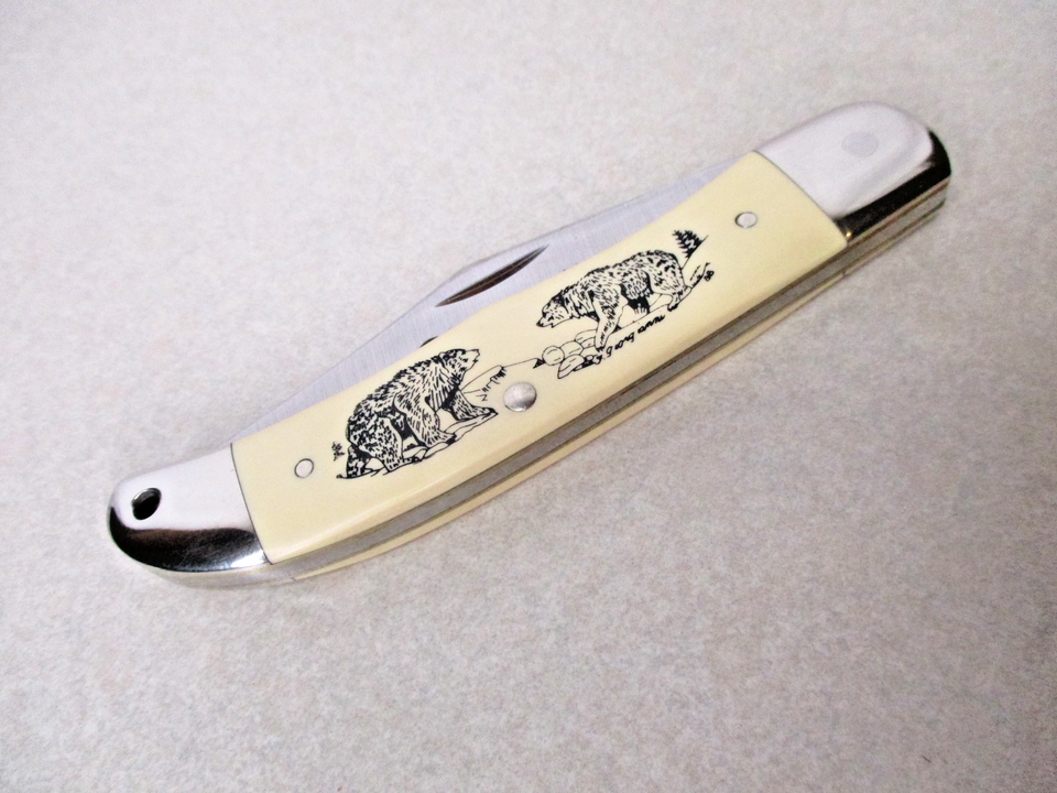 RARE Vintage Schrade USA 524SC Scrimshaw Knife Bears Uncle Henry Old Timer | eBay
