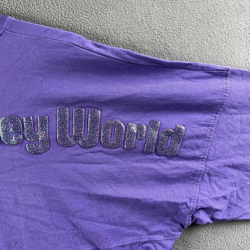 Walt Disney Parks Spirit Jersey Adult Small Purple Puff Print Glitter ...