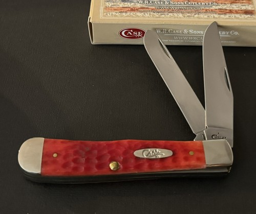🔥 2917 Case XX 6254 CV Dark Red Bone Large Trapper Pocket Knife New Old ...