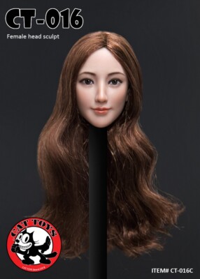Cat Toys CT016 C 1/6 Female Head Sculpt Long brown hair for 12'' Figure ...