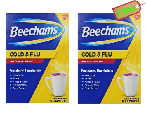 Beechams Cold & Flu Hot Blackcurrent – 5 Sachets x 2 Pack Expiry 09 ...
