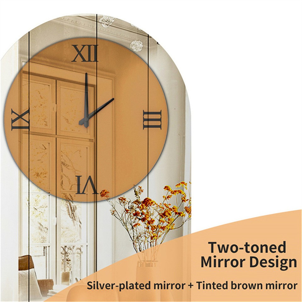 Arched/elliptic Shaped Tinted Glass Wall Clock Living Room Wall Mirror ...