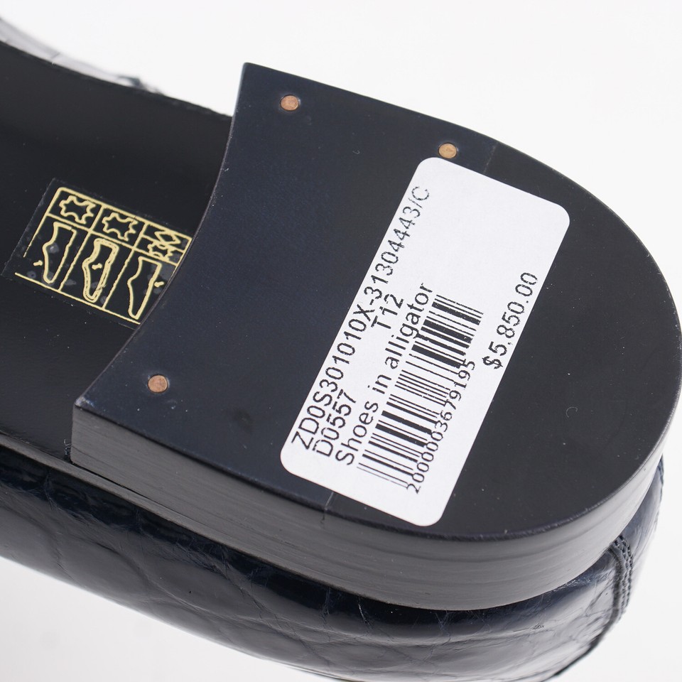 Zilli Navy Blue Genuine Full Alligator Leather Derby US 13 (Eu 46 ...