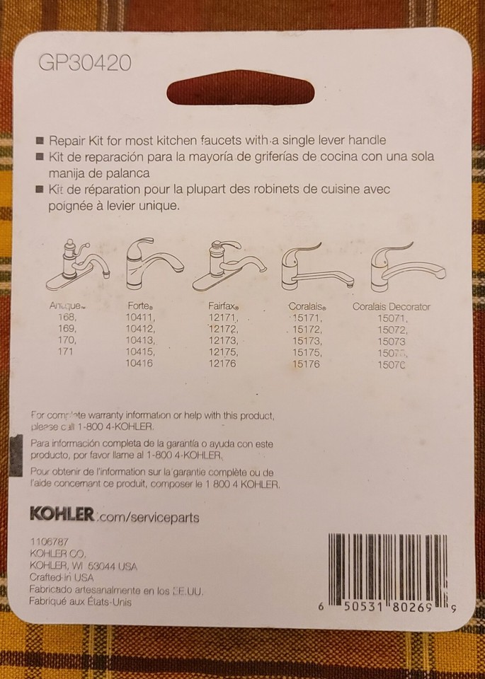 Kohler Genuine Parts O-Ring Faucet Repair Kit GP30420 Kohler Genuine ...
