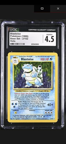 Blastoise 2/130 Holo Base Set 2 CGC 4.5 Graded Pokemon Card. Vintage ...