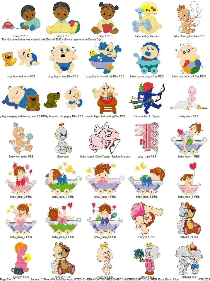 588 BABIES EMBROIDERY MACHINE DESIGNS BABY BOOM COLLECTION PES JEF USB ...