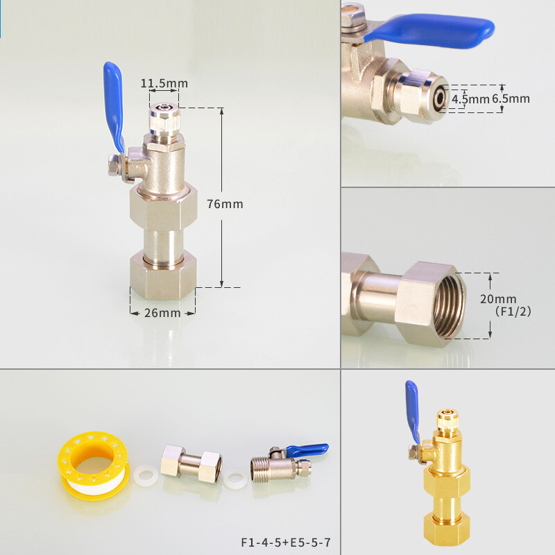 Water Purifier Ball Valve Y Type/Tee Inlet Ball Valve Faucet Diverter 1 ...