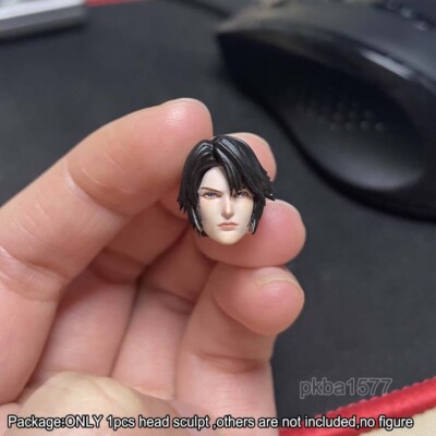 Premium 1/18 Black Hair Blue Eyes Squall modelhart Head Sculpt For 3.75 ...
