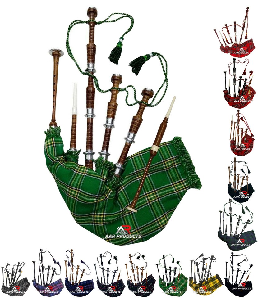 Full Size Bagpipe Great Highland Various Tartans with Chanter, Tutor ...