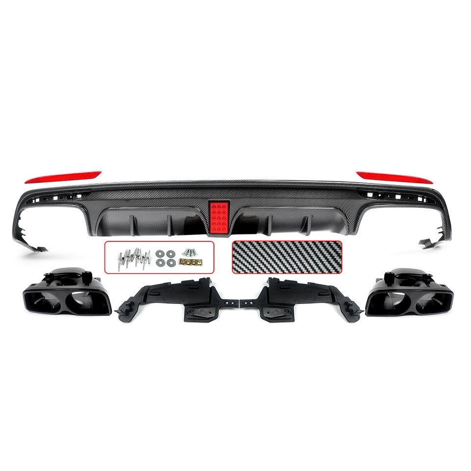 F1 Style Rear Diffuser W/Exhaust Carbon Look For Mercedes S Class W222 ...