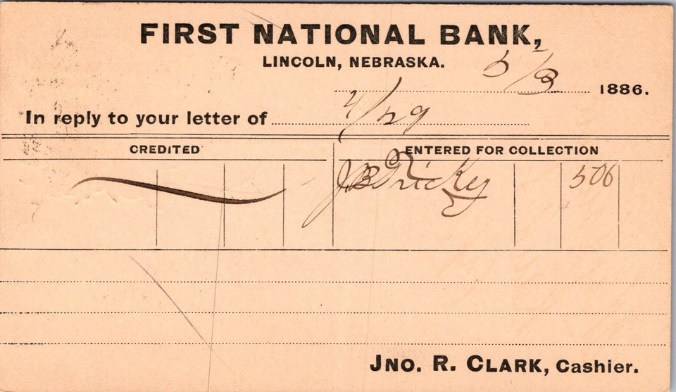 1885 - First Nat'l Bank - Postcard - Lincoln, Nebr - F72049 | eBay