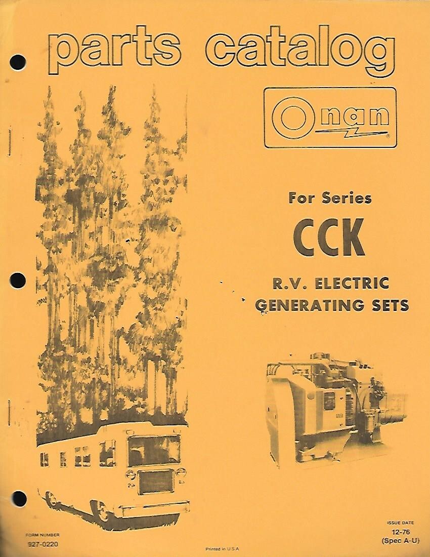 ONAN CCK SERIES R.V. ELECTRIC GENERATING SETS PARTS CATALOG | eBay