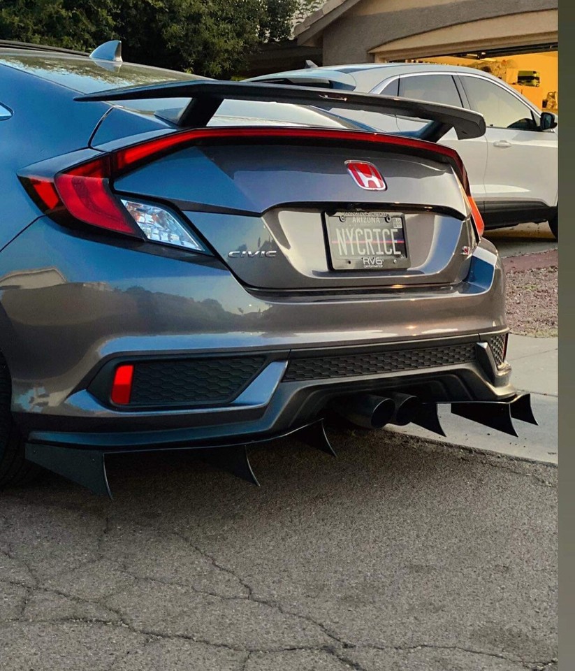 2017-2020 Honda Civic Si Coupe 2 Piece Curved Fin Rear Diffuser | eBay