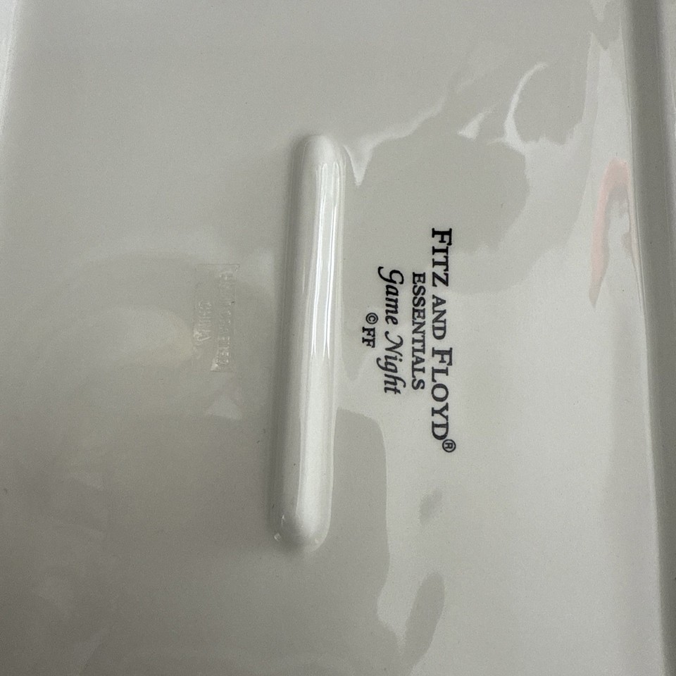 Fitz and Floyd Game Night Poker Tray 15.5” Ceramic Cards Chips & Snack ...