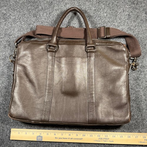 Shinola Detroit Men’s Leather Briefcase Laptop Bag – Brown – Adjustable ...