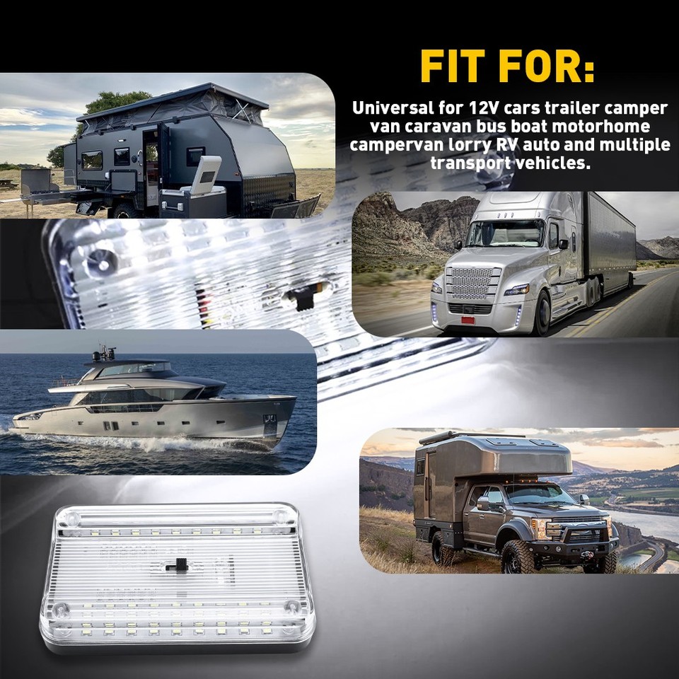 2x 36LED 12V Car Interior Light Roof Ceiling Dome Lamp RV Camper ...