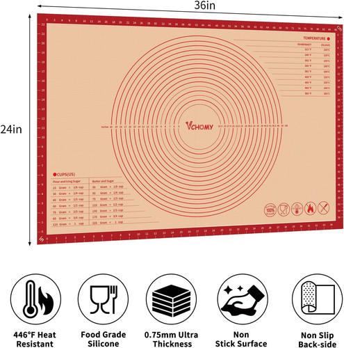 Extra Large Silicone Pastry Mat for Counter Rolling 36"L x 24"W, Red | eBay
