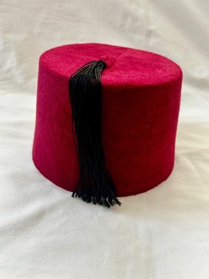 Egyptian Turkish Dark Red Fez Tarboush Hat Black Tassel 22.5" Excellent ...