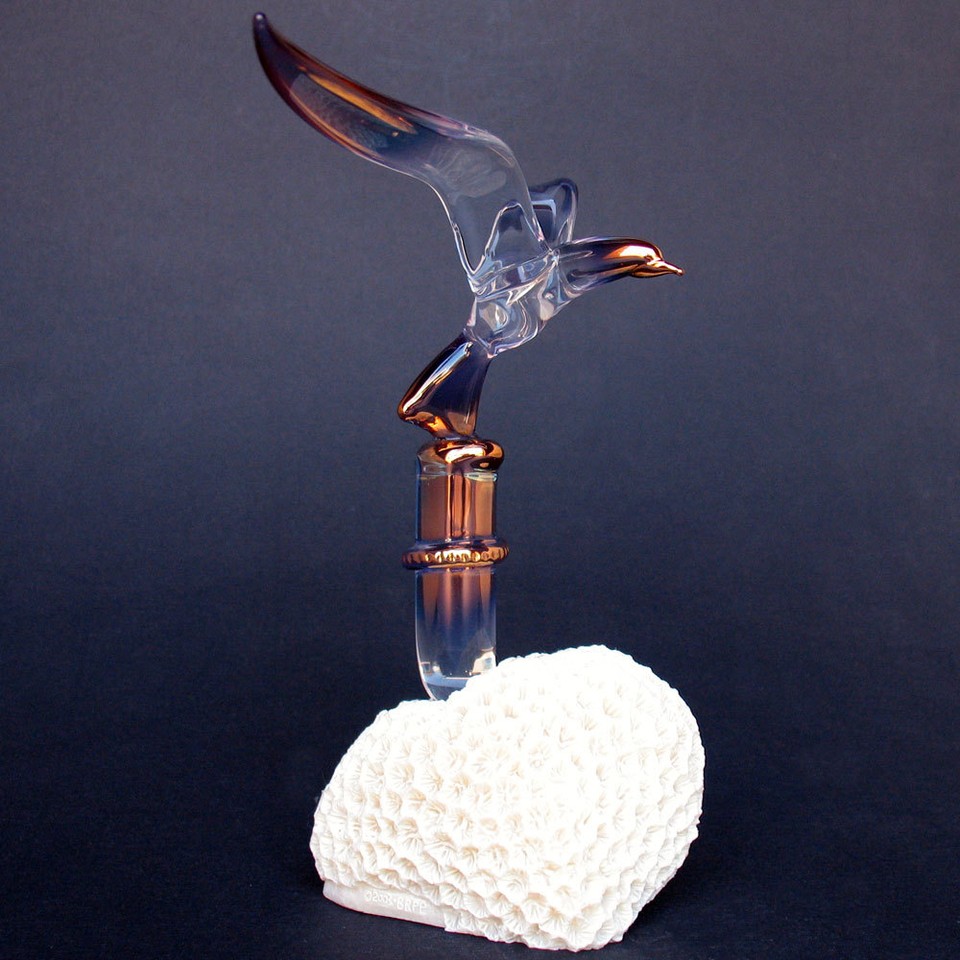 Seagull Sea Gull Figurine Glass Gold Crystal Coral | eBay